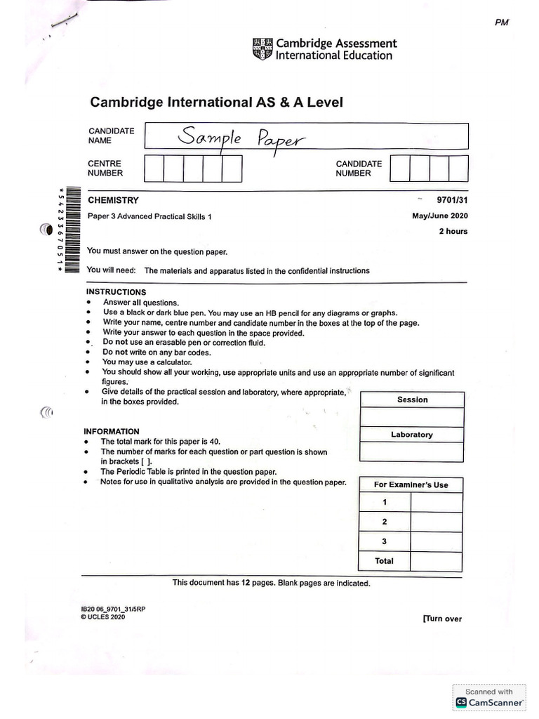 Chem Sample Paper | PDF