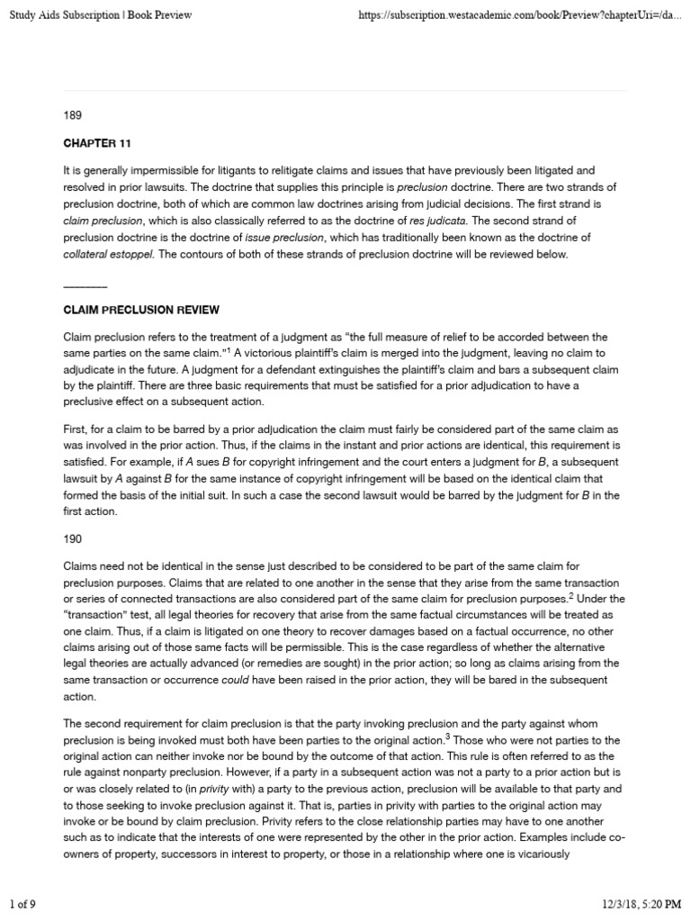Understanding Preclusion Doctrines | PDF | Collateral Estoppel | Res ...
