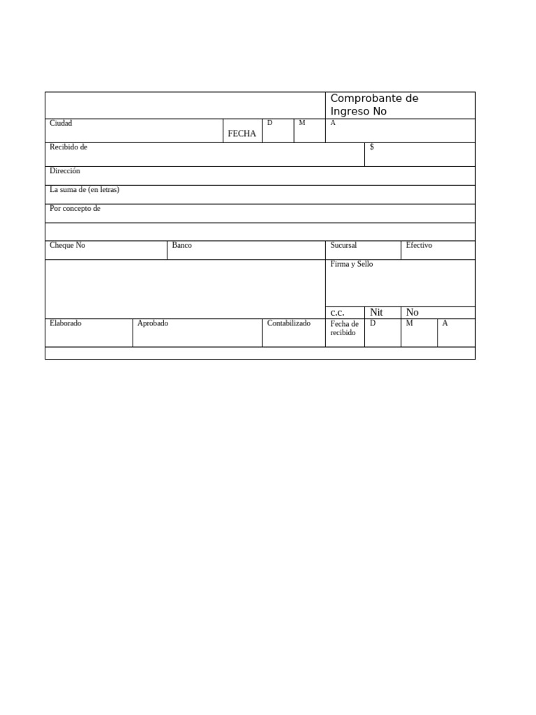 Formato Comprobante Ingreso y Egreso | PDF