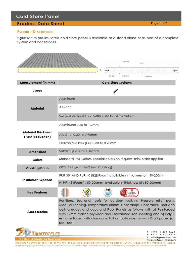 Cold Store Panel Data Sheet 18-3-2013 | PDF | Polyurethane | Building ...