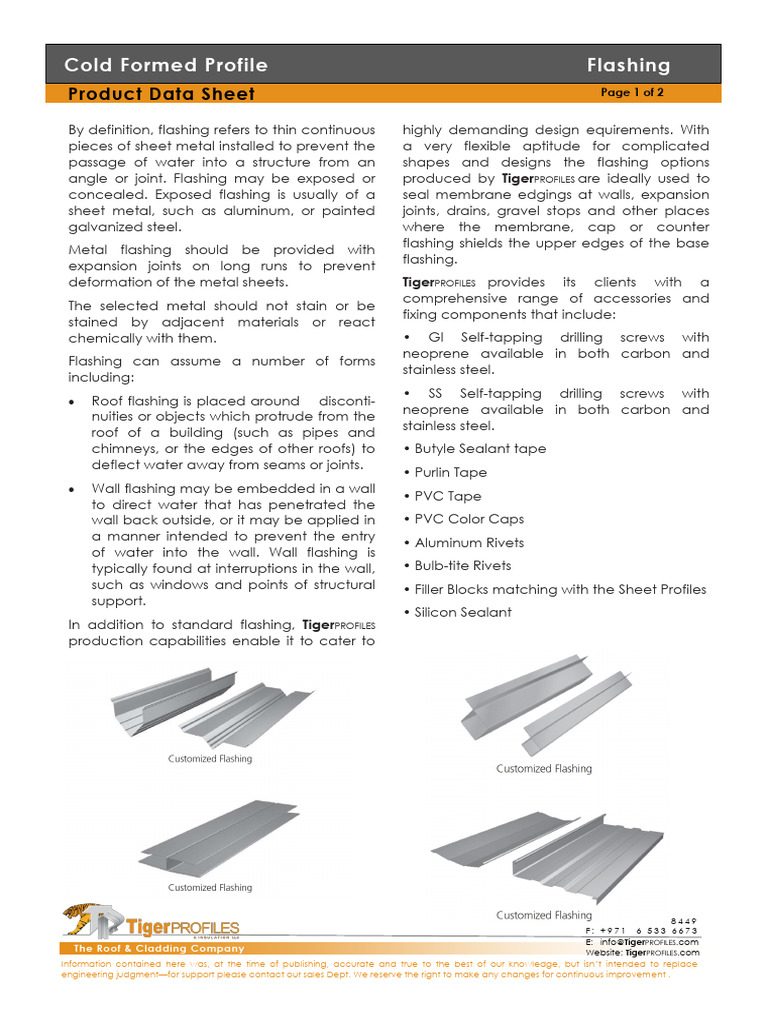 Cold Formed Metal Flashing Data Sheet | PDF | Building Engineering ...