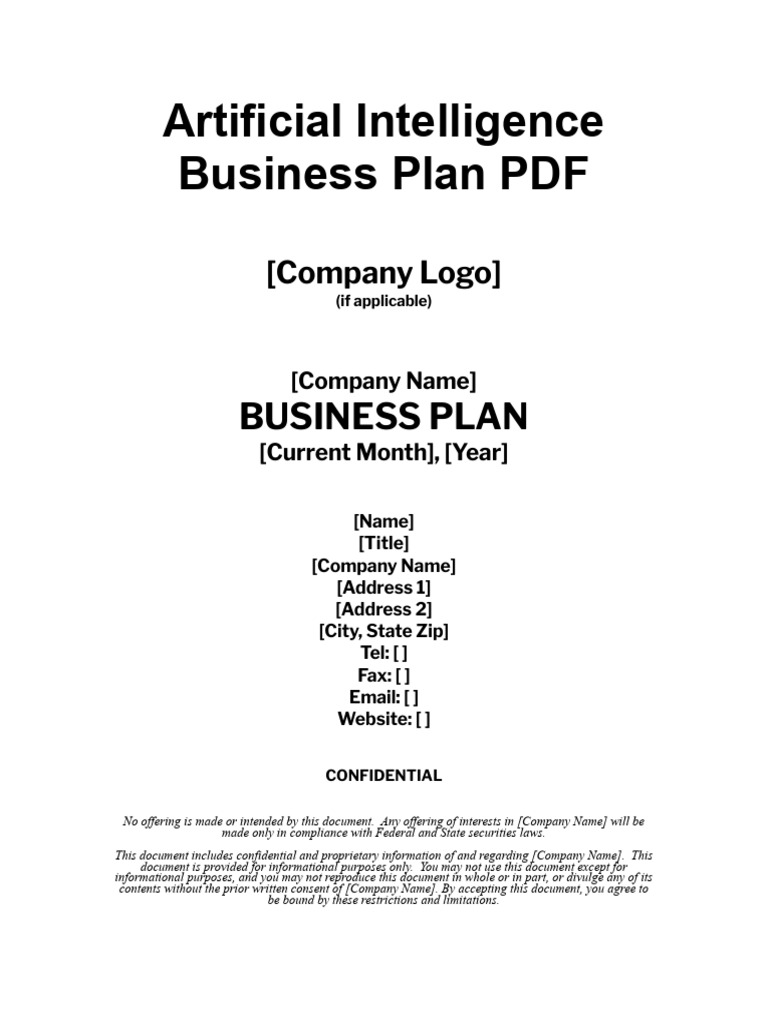 Free AI Business Plan Template PDF | PDF | Artificial Intelligence ...