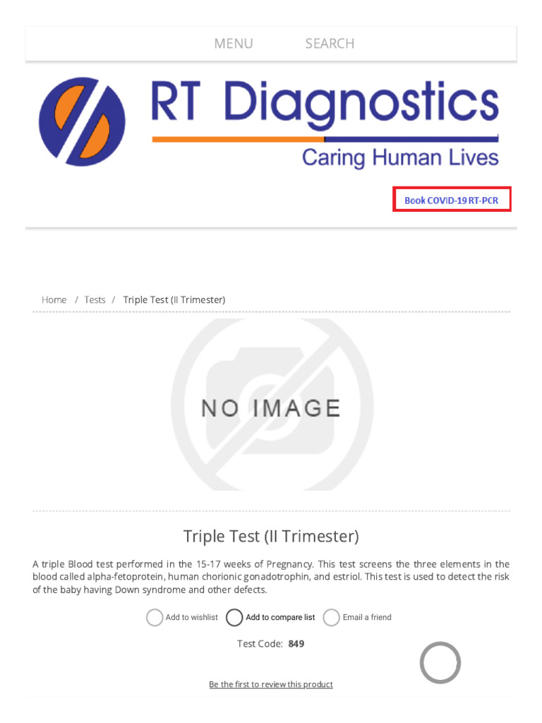 Triple Test (II Trimester) - RT Diagnostics | PDF | Pregnancy ...