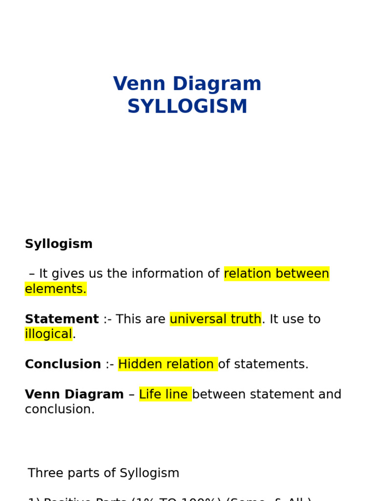 Venn Diagram & Syllogism | PDF | Logic