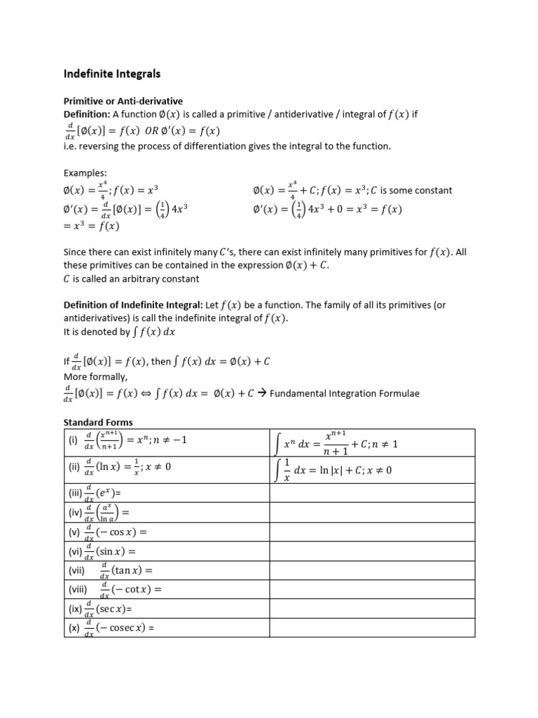 Understanding Indefinite Integrals | PDF | Integral | Calculus