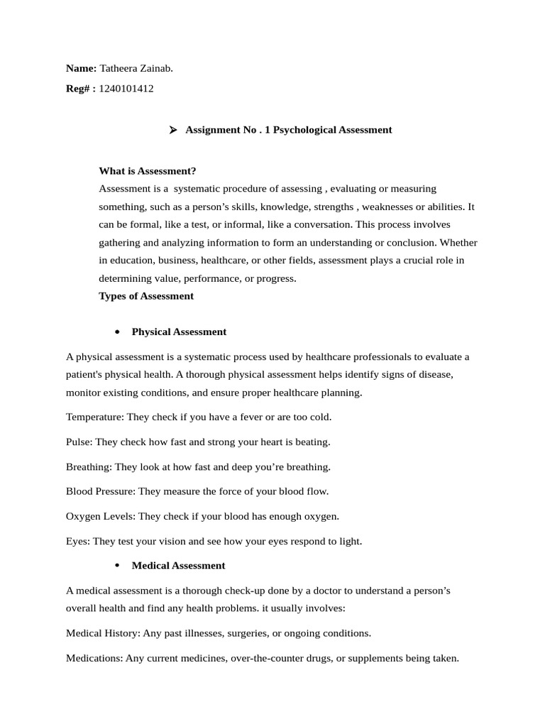 Overview of Psychological Assessment | PDF | Psychological Evaluation ...