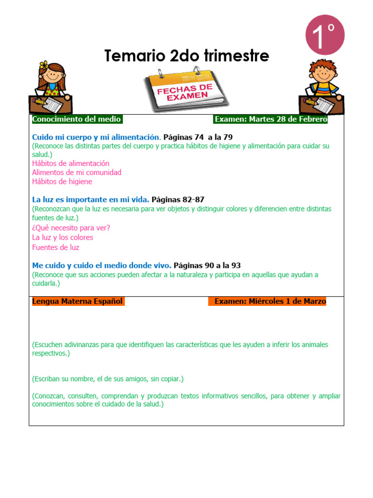 Temario 2do Trimestre | PDF