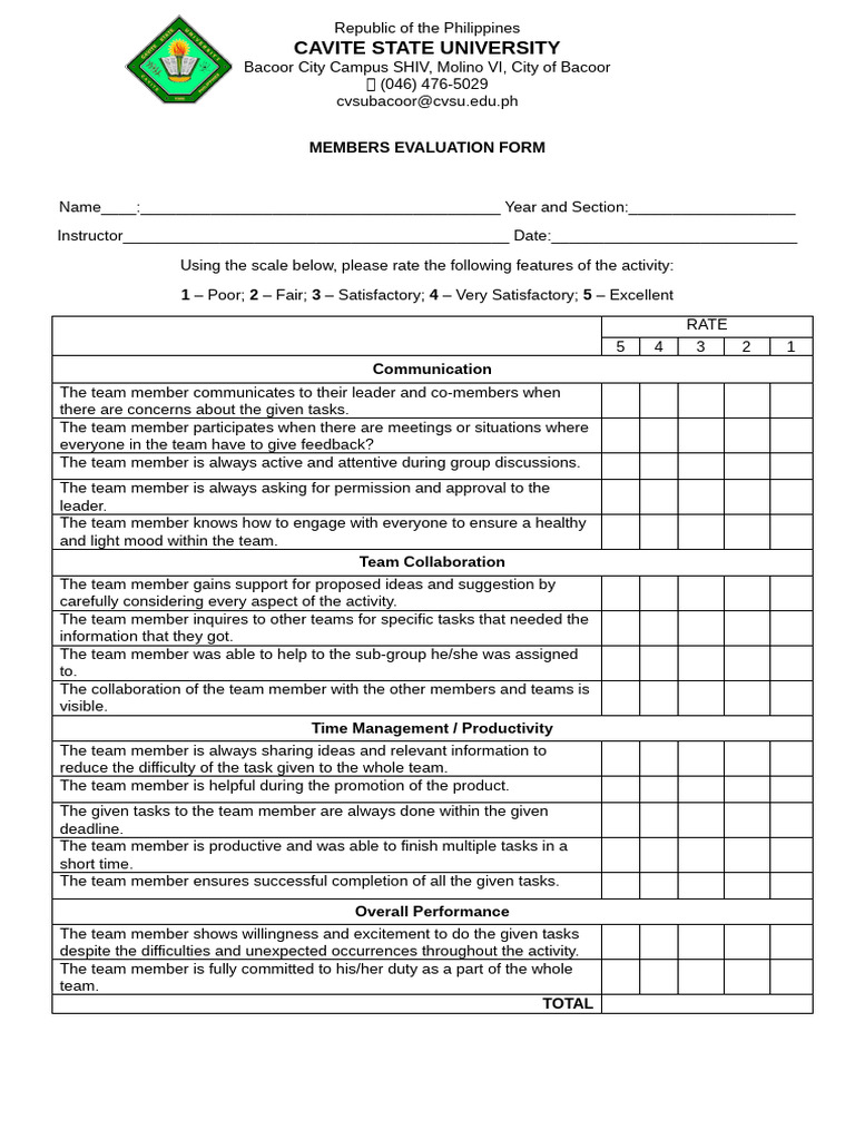 MICE_MEMBERS EVAL FORM | PDF | Psychological Concepts | Social Psychology