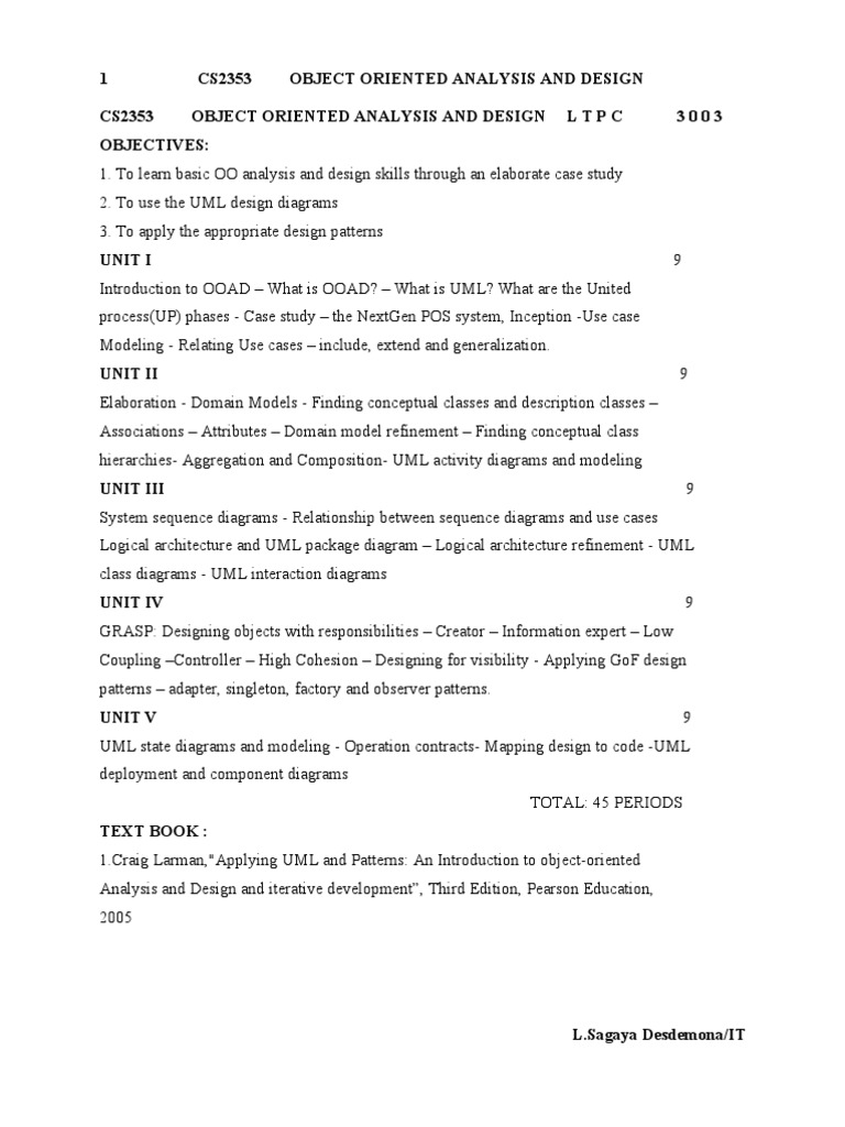 2marks Ooad Notes Revised1 | PDF | Class (Computer Programming) | Use Case