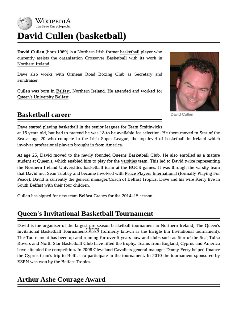 David Cullen (Basketball) | PDF | Sports