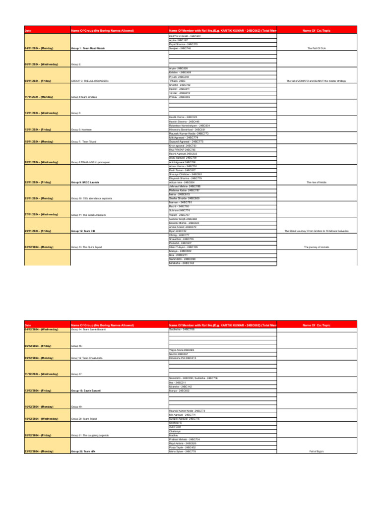 MPA PPT Schedule-Section M - Sheet1 | PDF