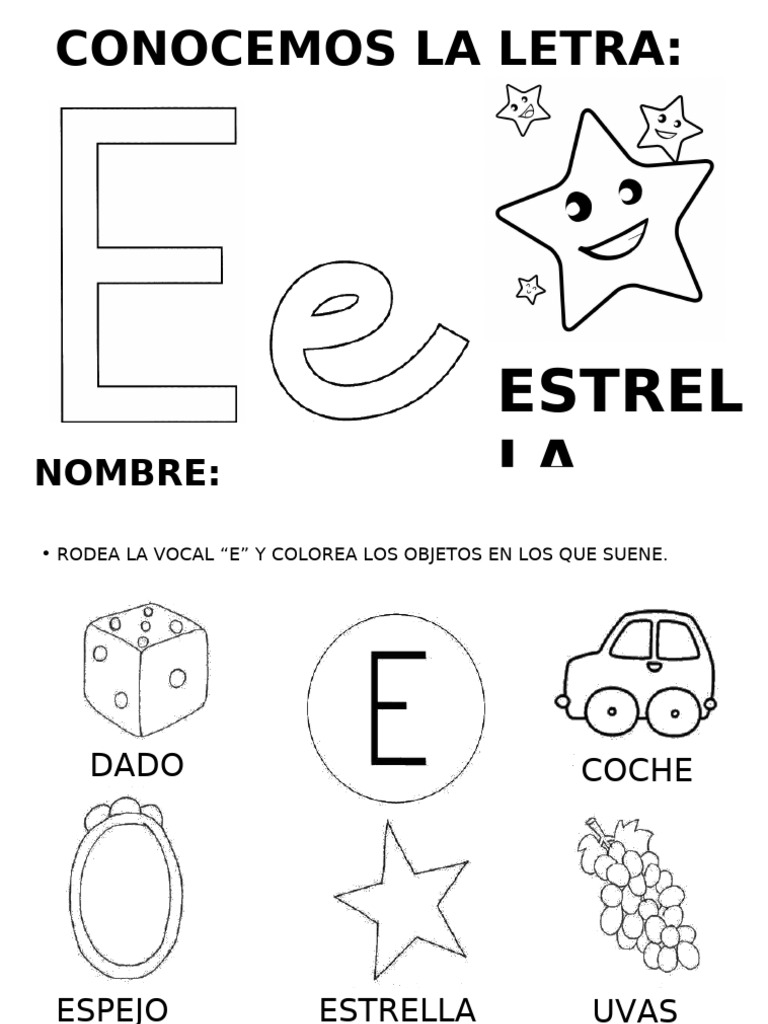 Actividades con la Vocal E | PDF