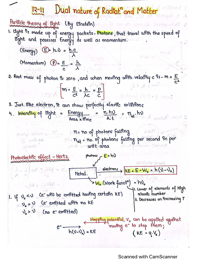 Handwritten - Dual Nature of Light Aiims Notes | PDF