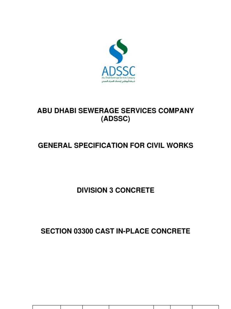 03-Division 3-Section 03300 Cast in Place Concrete-Version 1.0 | PDF ...