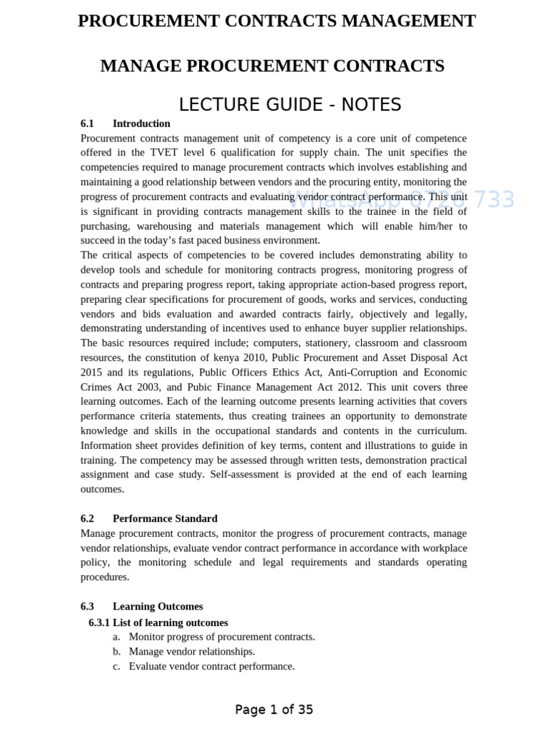 Procurement Contracts Management Guide | PDF | Procurement | Supply Chain