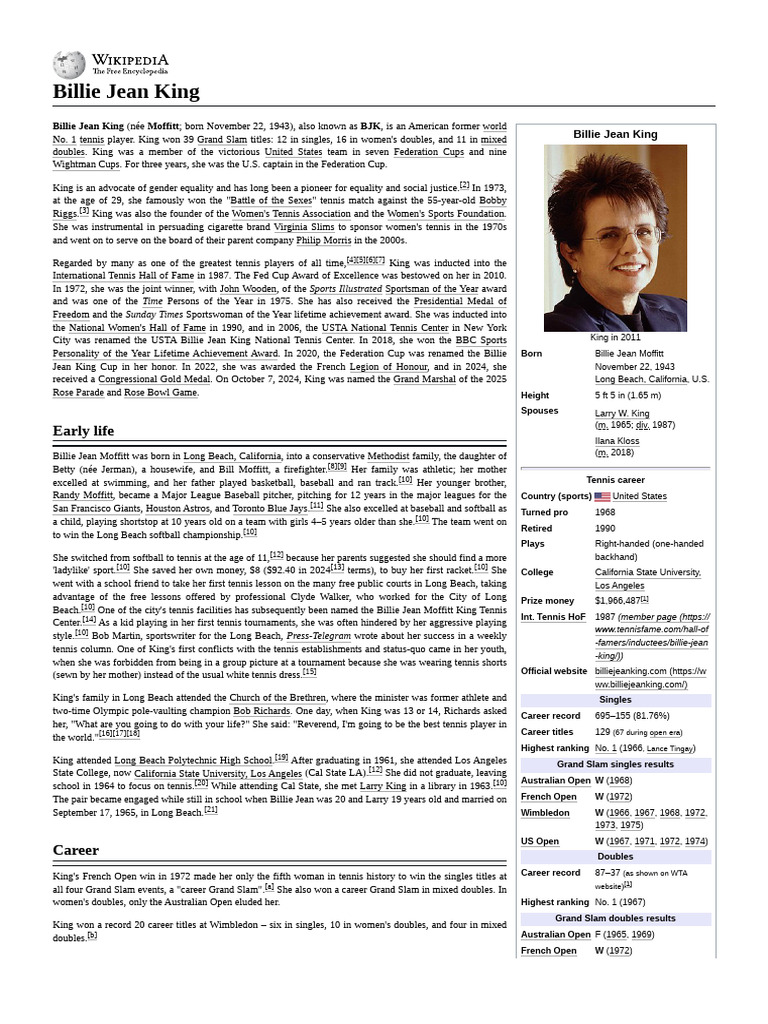 Billie_Jean_King | PDF | Tennis People | Tennis Players
