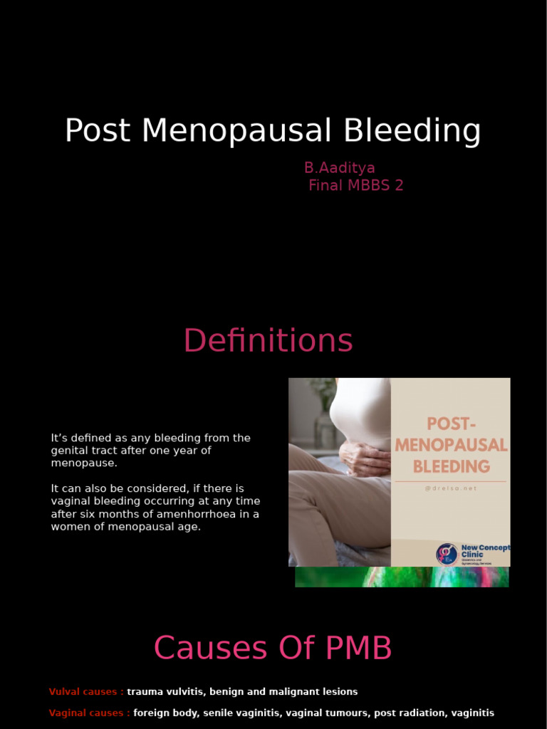 Post Menopausal Bleeding Aaditya | PDF | Medical Specialties | Clinical Medicine