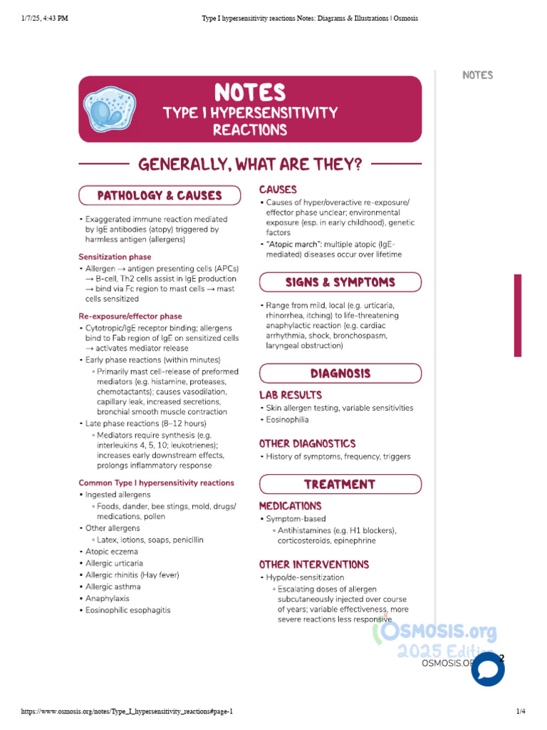 Type I Hypersensitivity Overview | PDF