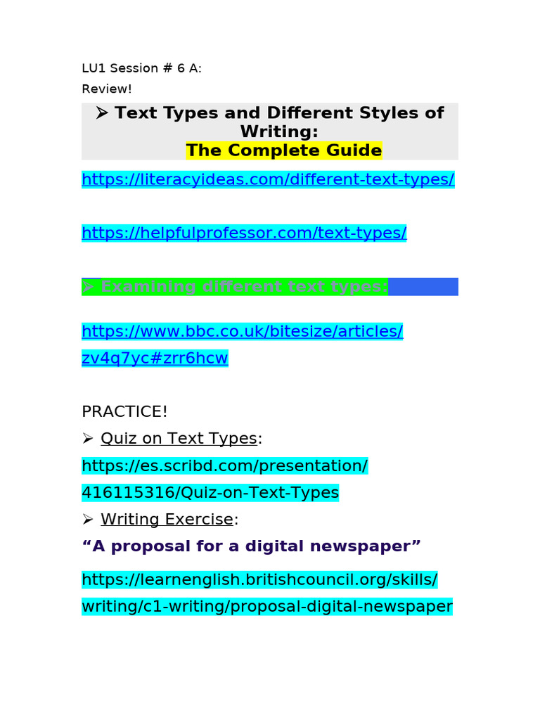 Guide to Text Types and Writing Styles | PDF