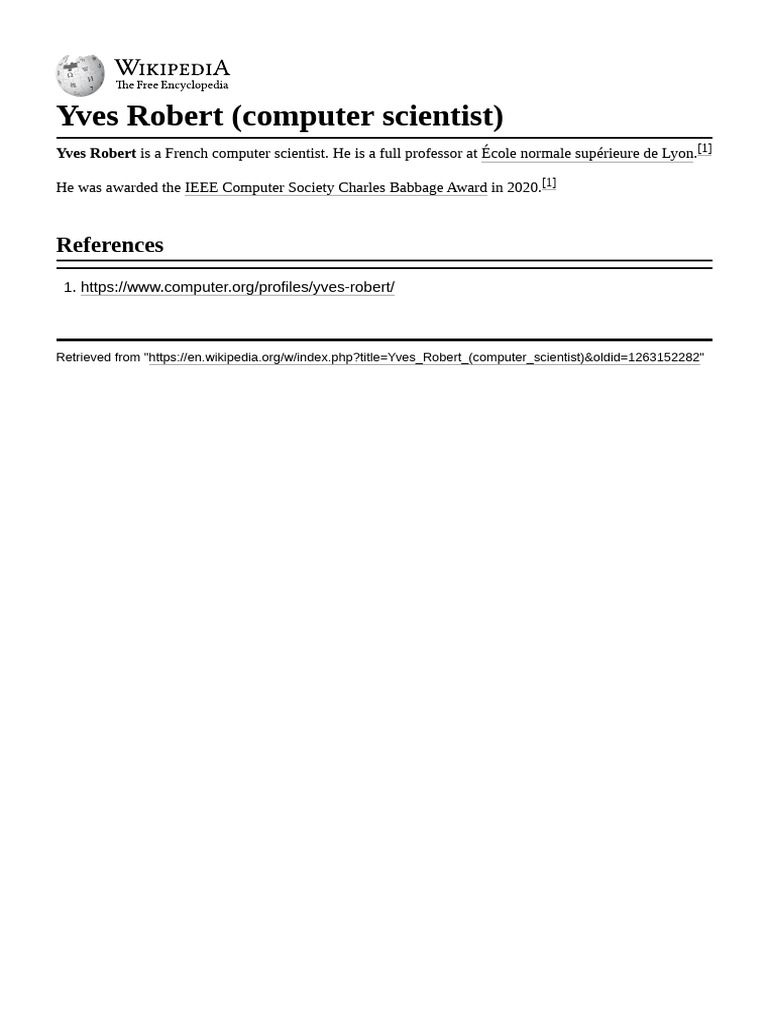 Yves Robert: Award-Winning Scientist | PDF