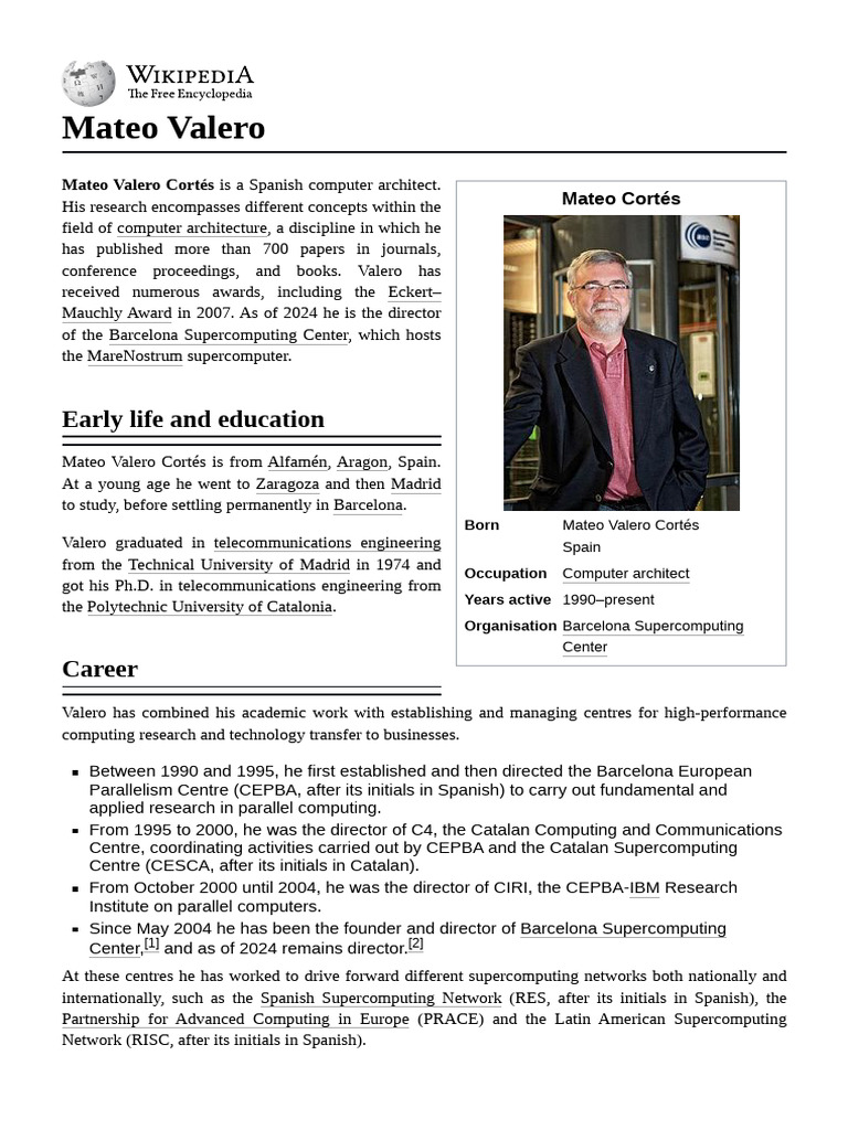 Mateo_Valero | PDF | Computing | Engineering