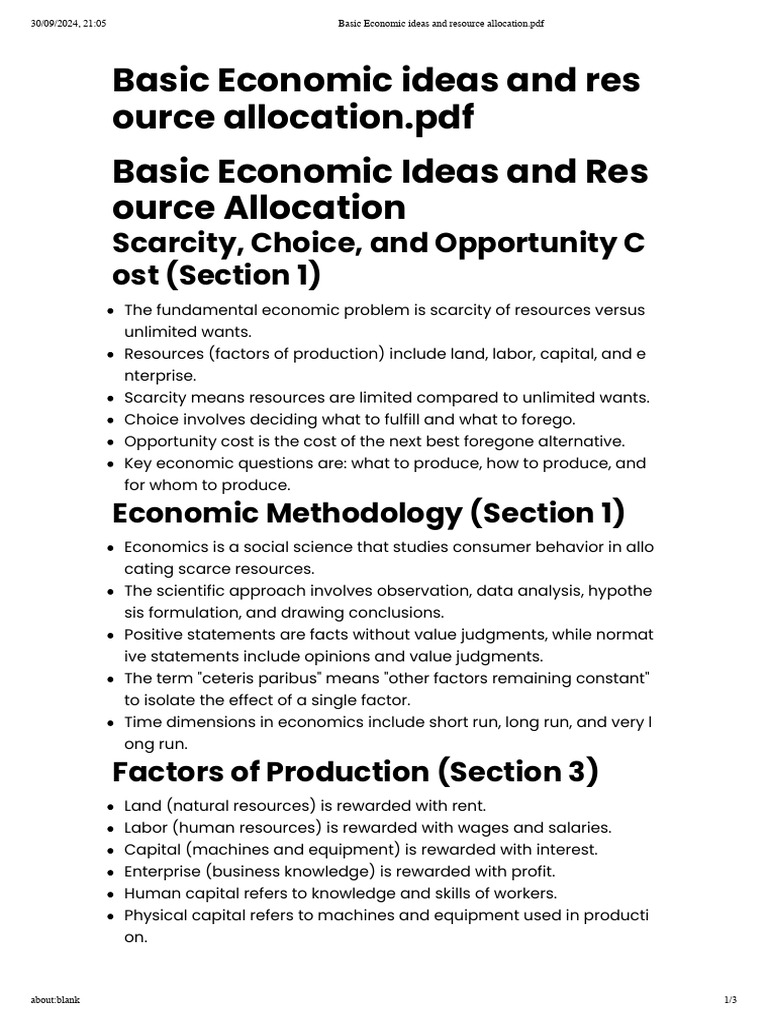 Basics of Economics & Allocation | PDF | Economics | Labour Economics