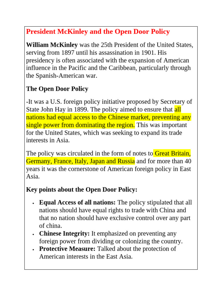 U.S. Open Door Policy in China | PDF | Diplomacy | Foreign Policy