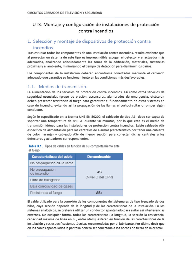 UT3 CCTS Montaje y Configuracion de Sistemas Contraincendios | PDF | Relé | Resistencia ...