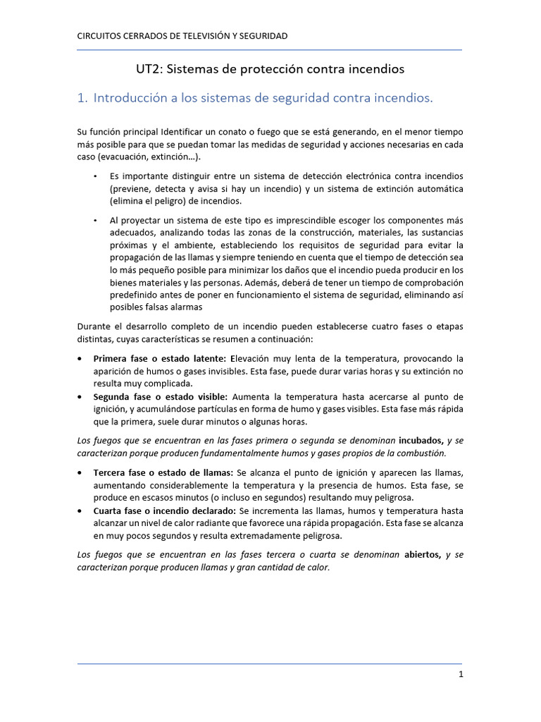 UT2 CCTS - Sistema de Proteccion Contra Incendios | PDF | Temperatura