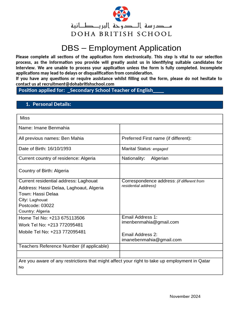 DBS Application Form (AY 2025-2026) | PDF | Criminal Record | Employment