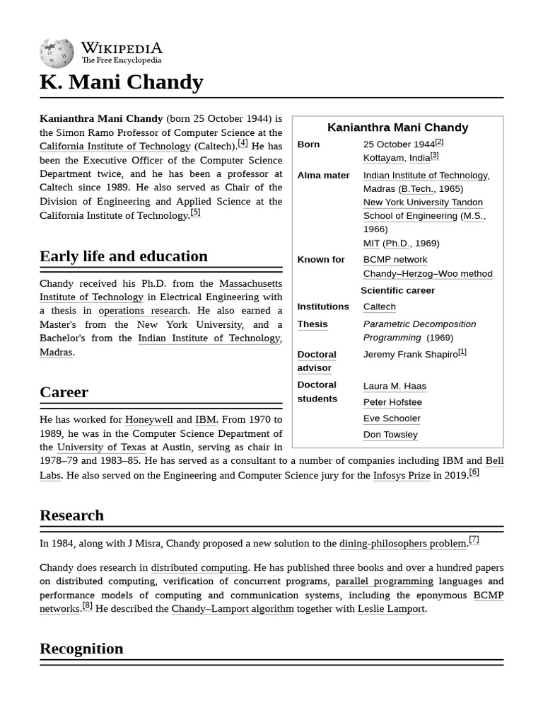 K._Mani_Chandy | PDF | Computing | Computer Science