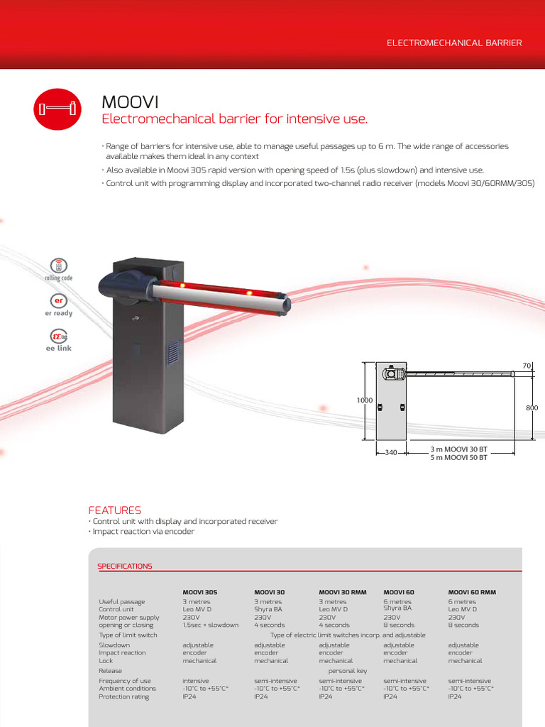 BFT Barrier MOOVI-60-30S | PDF | Electric Power | Equipment