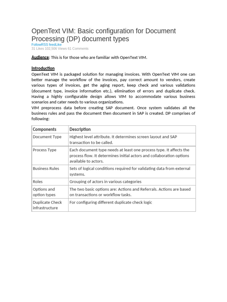 Configuración básica de OpenText VIM | PDF | Software