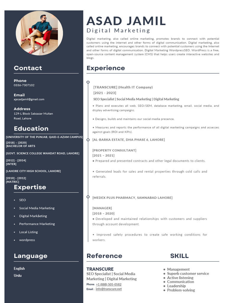 Black White Minimalist CV Resume | PDF | Digital Marketing | Online ...