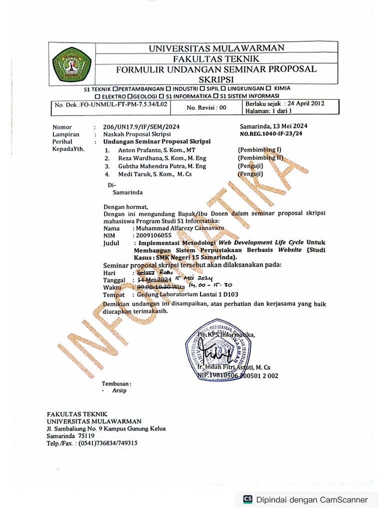 Surat Undangan Seminar Proposal | PDF