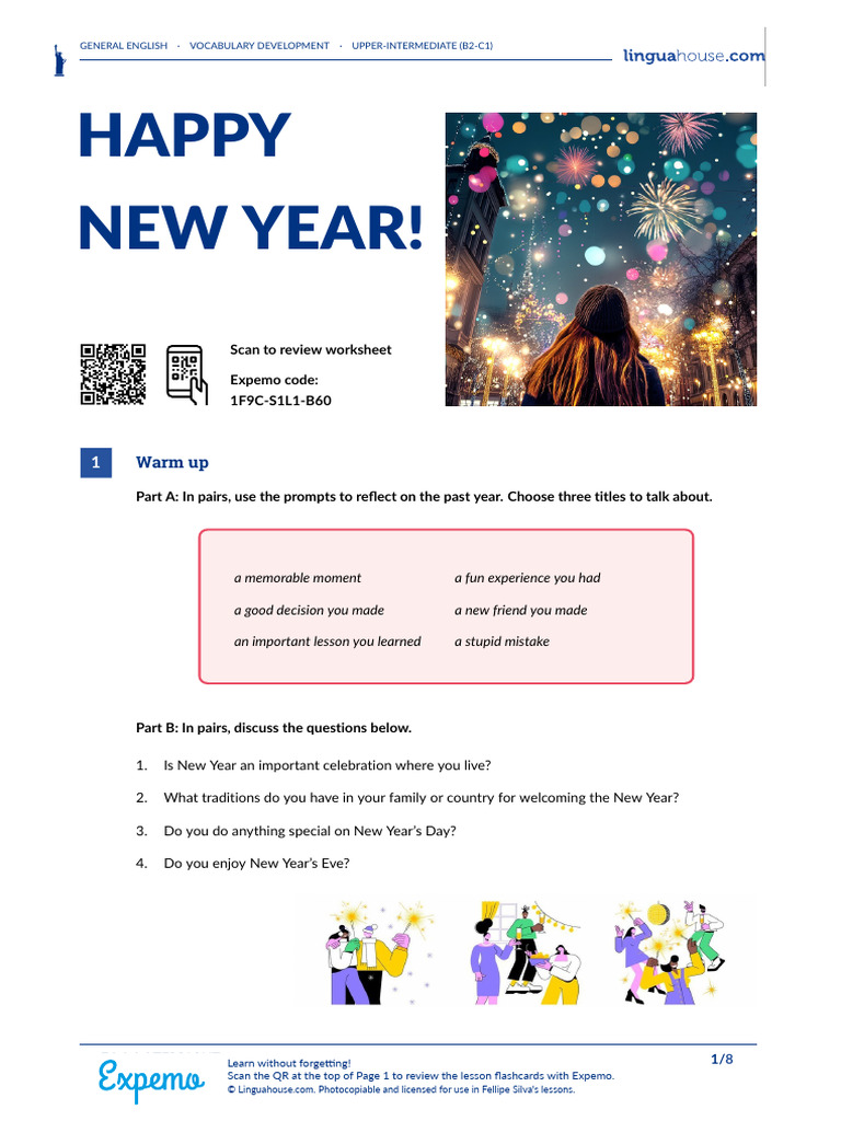 Happy New Year American English Teacher | PDF | Vocabulary | Reading ...
