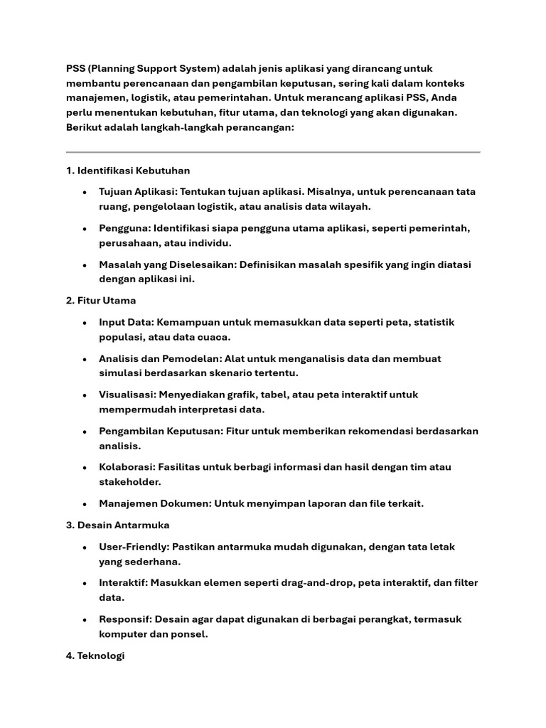 Kebutuhan PSS (Planning Support System) | PDF