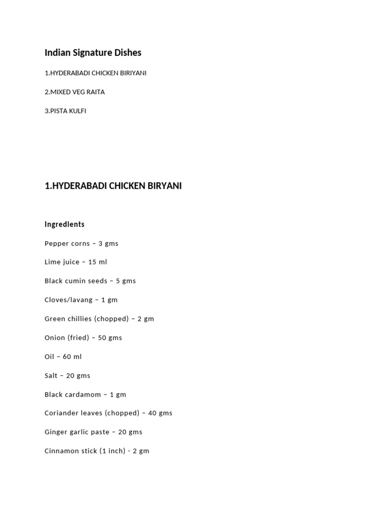 Indian Signature Dishes | PDF | Foods | Indian Cuisine