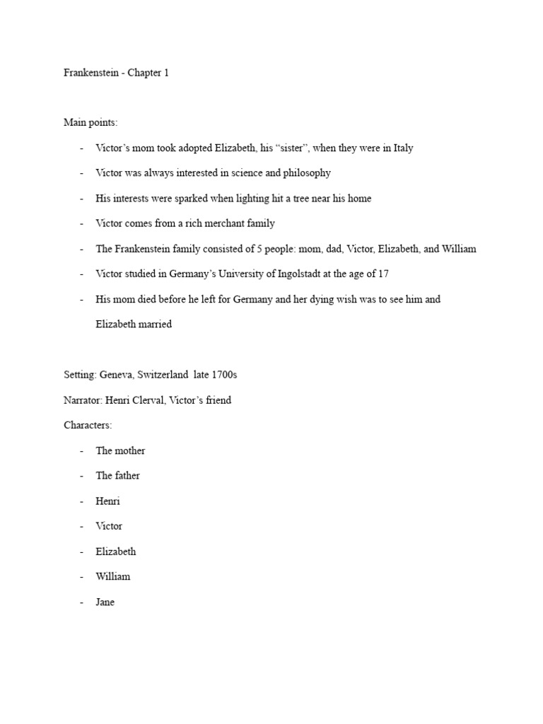 Frankenstein Notes | PDF
