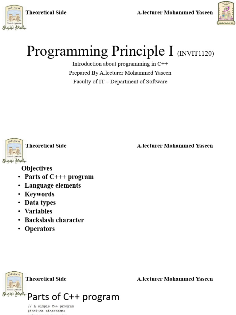 1st Lecture Three | PDF | Namespace | C++ 1st Lecture Three | PDF | Namespace | C++
