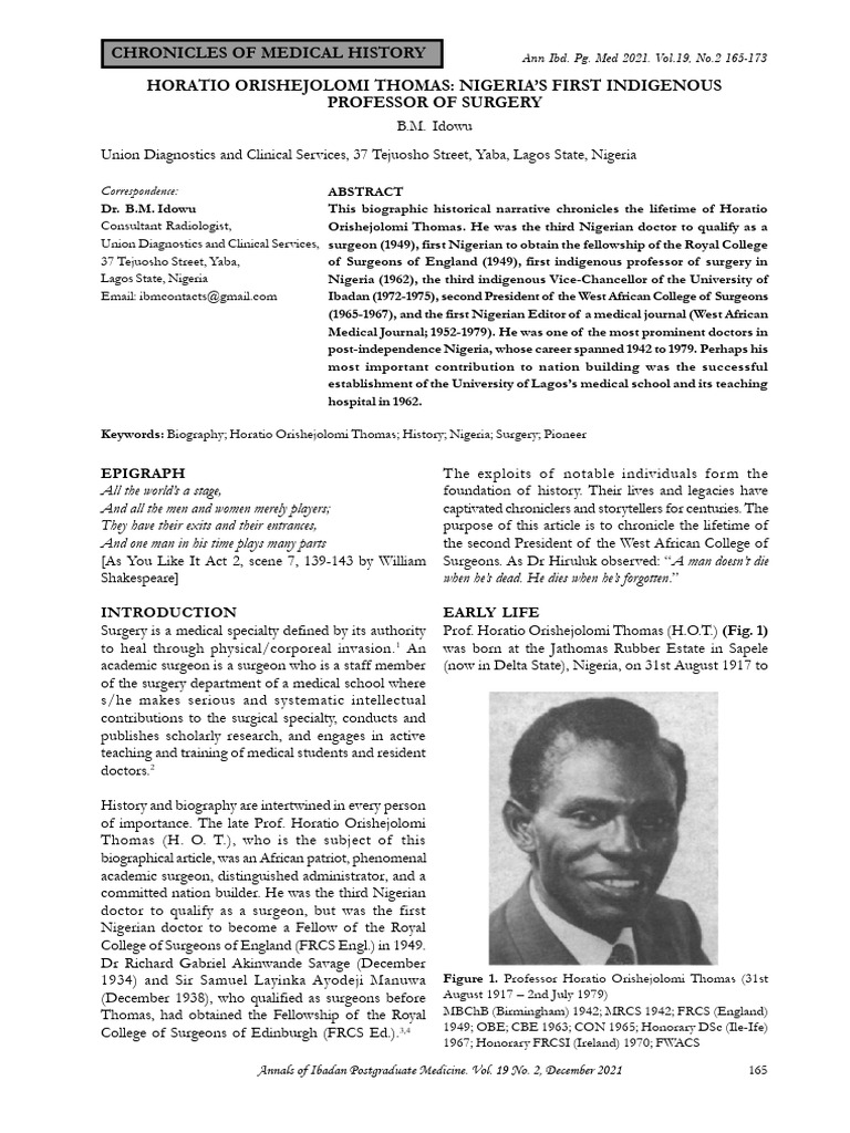 HORATIO_ORISHEJOLOMI_THOMAS_NIGERIA_S_FI | PDF | Surgeon