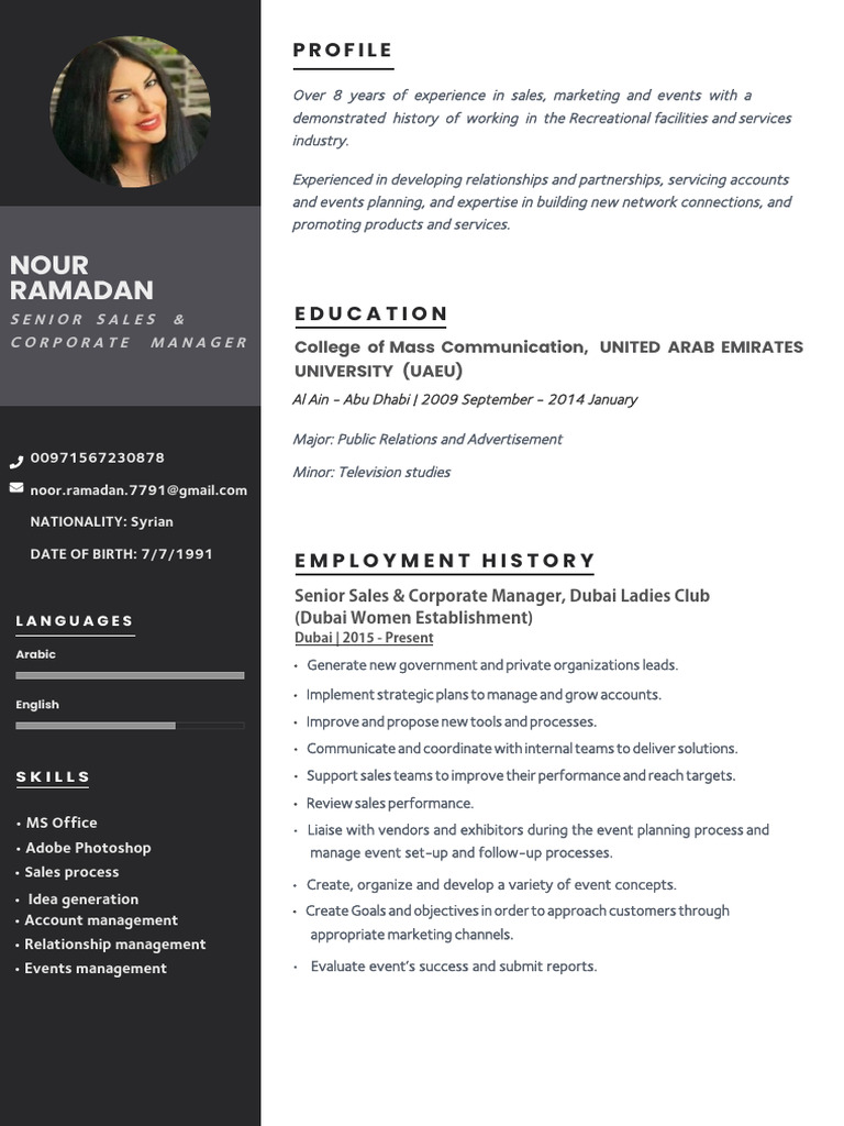 Nour Ramadan - PDF Cv | PDF | Marketing | Dubai