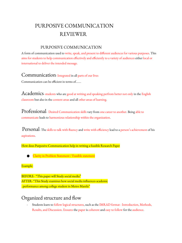 Purposive Communication Reviewer | PDF | Communication | Educational Technology