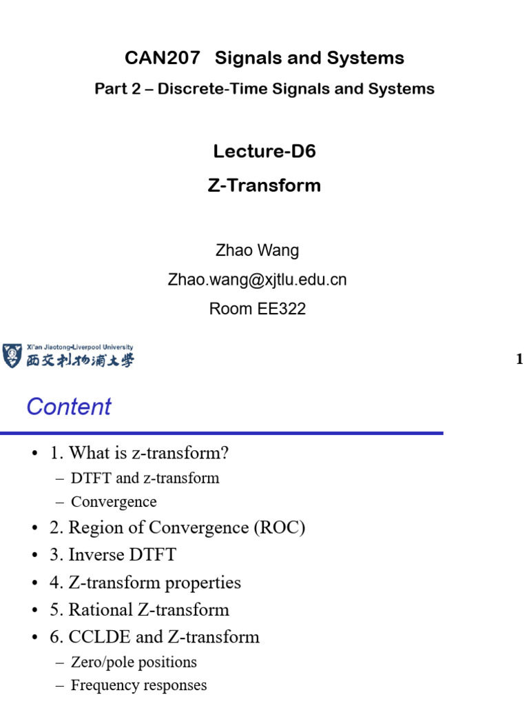 LectureD6 Z Transform | PDF | Mathematical Analysis | Mathematical Objects
