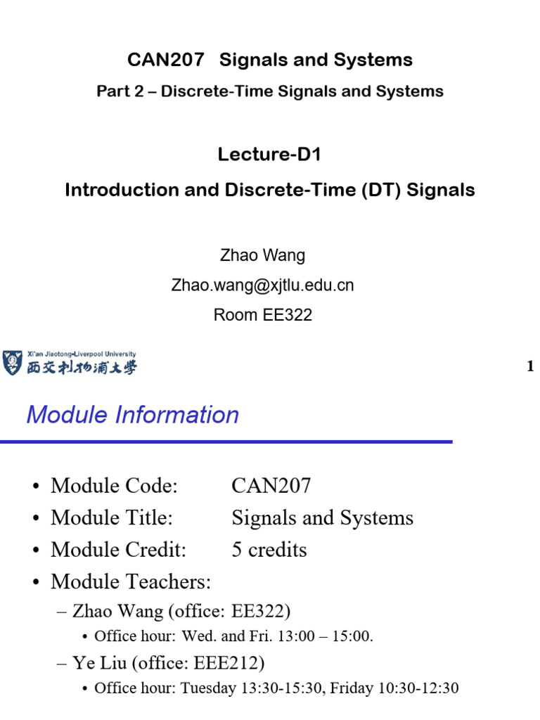 LectureD1 - Introduction and DT Signals | PDF | Discrete Time And ...