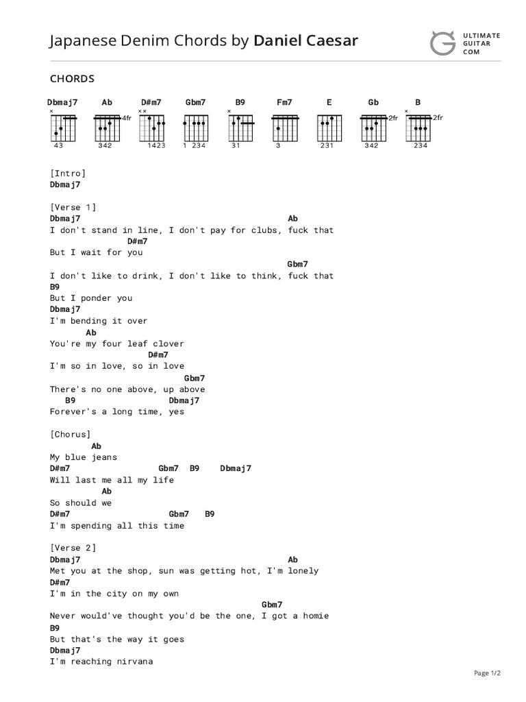 Japanese Denim Chords by Daniel Caesartabs at Ultimate Guitar Archive | PDF