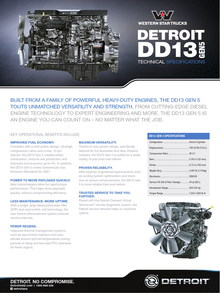 DD13 Gen 5 Engine Specifications | PDF | Diesel Engine | Mechanical ...
