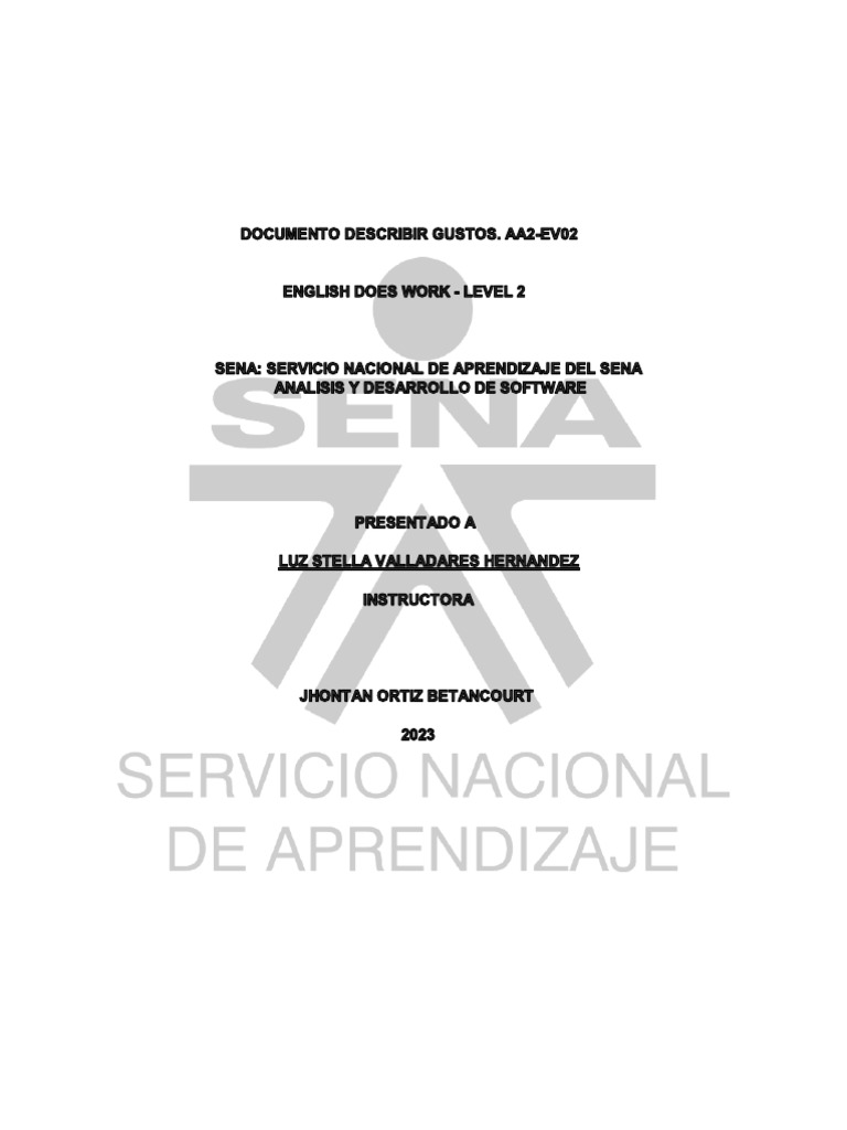 Documento Describir Gustos. Aa2-Ev02 | PDF