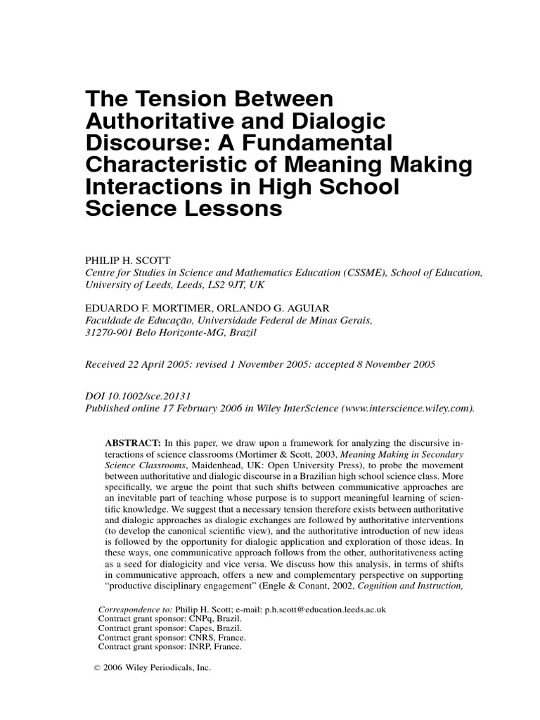 Science Education - 2006 - Scott - The Tension Between Authoritative ...