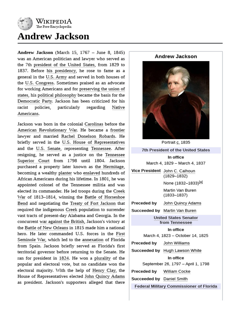 Andrew_Jackson | PDF | Andrew Jackson | Muscogee